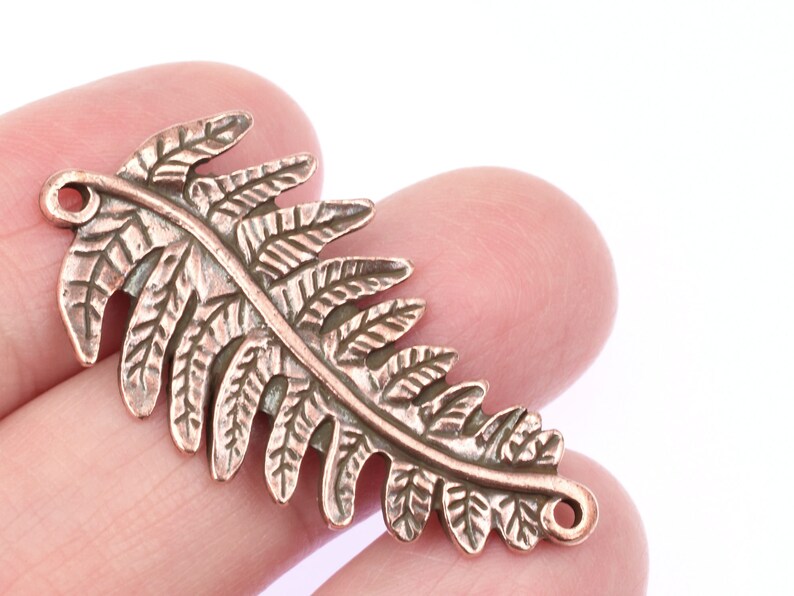 Antique Copper Fern Leaf Link - 40mm X 20mm Fern Frond Pendant Charm ...
