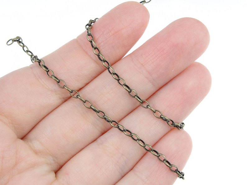Brass Chain 3 Feet Aged Solid Brass Small Oval Rolo Chain - Etsy