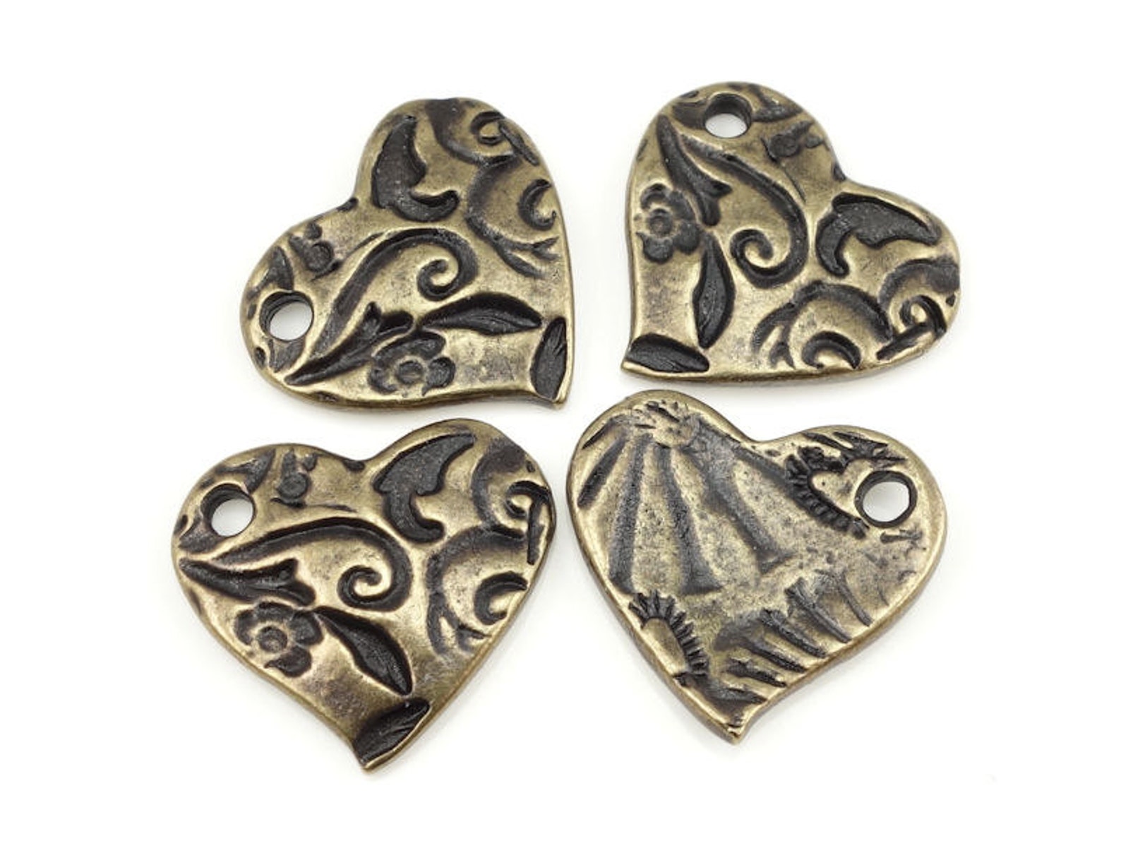 Bohemian Charms Antique Brass Charms Tierracast AMOR HEART - Etsy