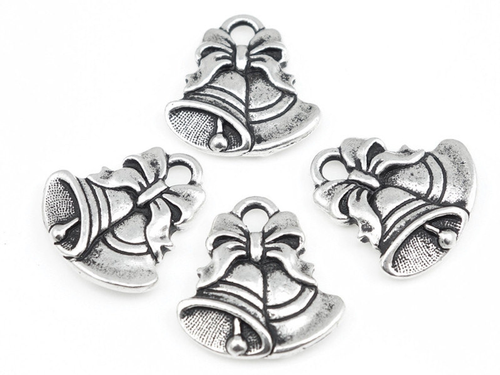 Silver Bell Charms Antique Silver Charms Christmas Charms - Etsy