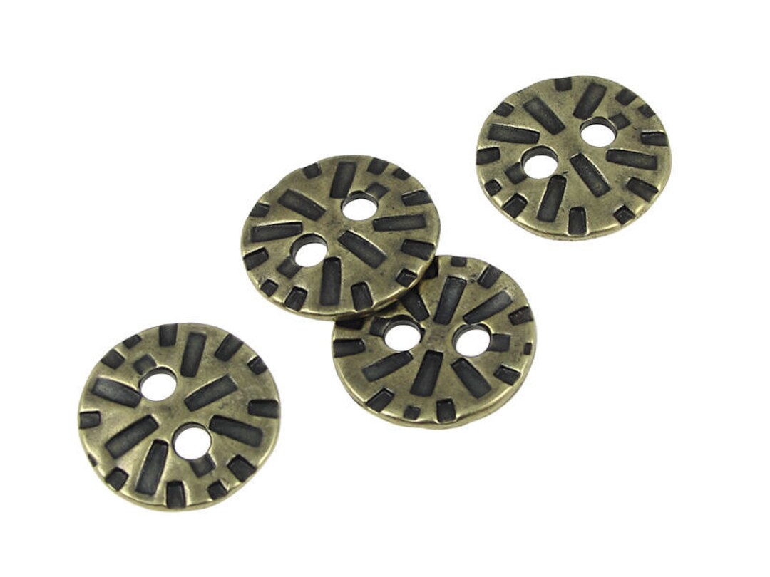 Radiant Buttons 15mm Round Antique Brass Buttons Textured Metal ...