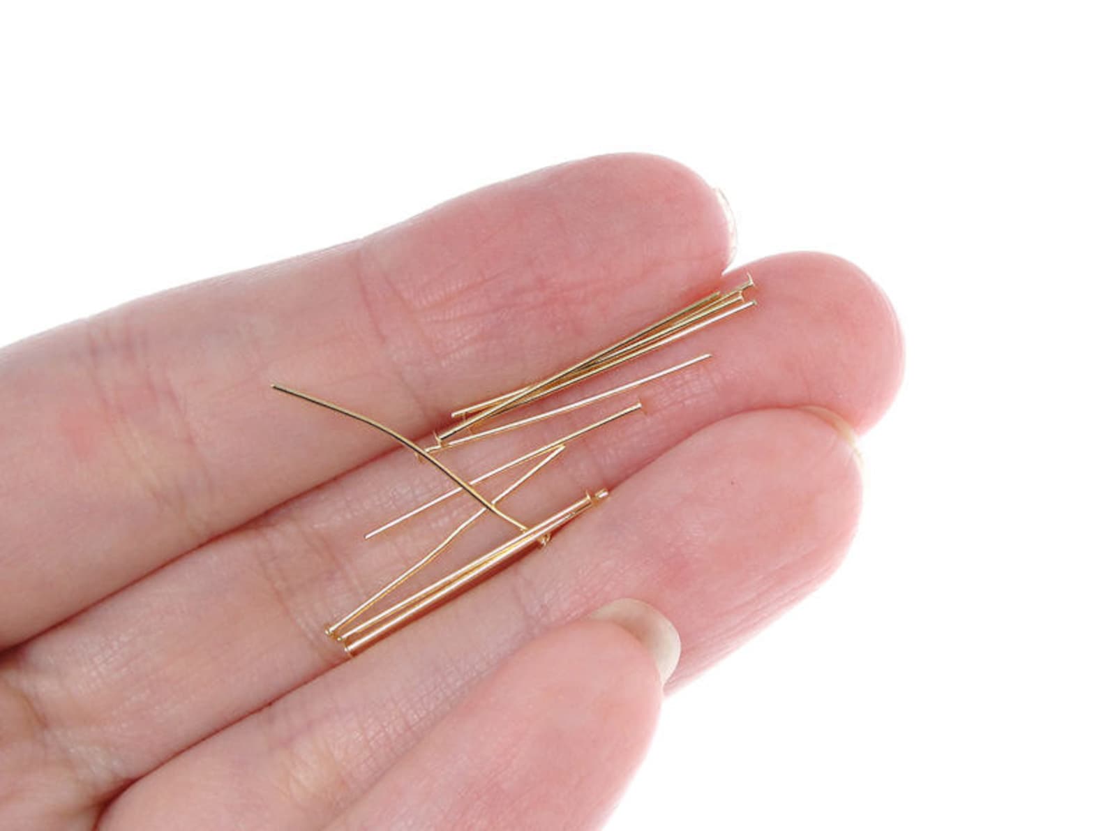 100 Gold Headpins 1 Short Gold Head Pins Gold Plated - Etsy