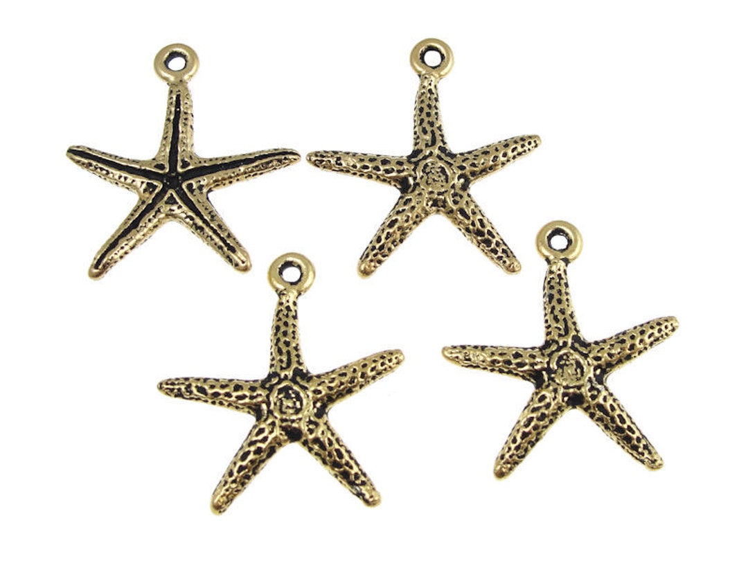 Gold Starfish Charms - Antique Gold Sea Star Charms Tierracast Star ...