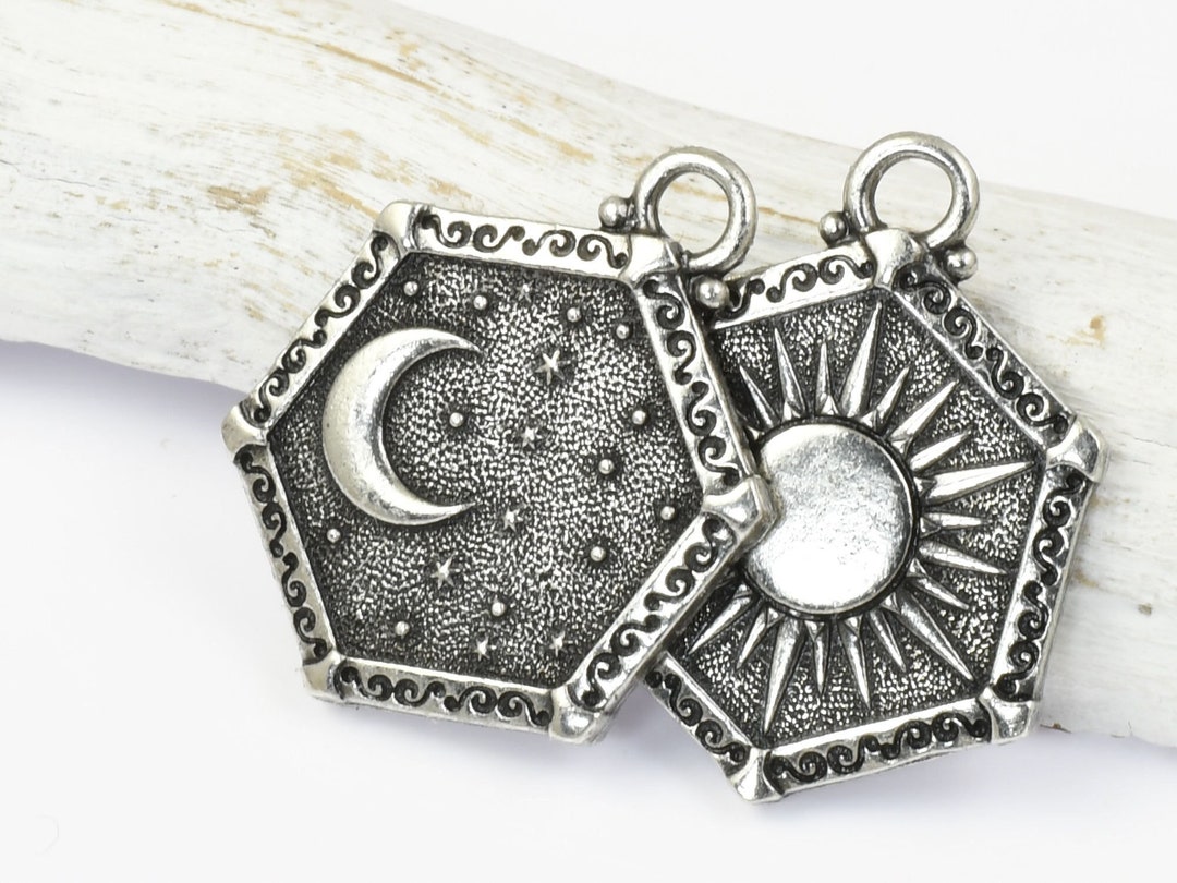 Sun and Moon Pendant - Dark Antique Pewter Silver - Tierracast ...