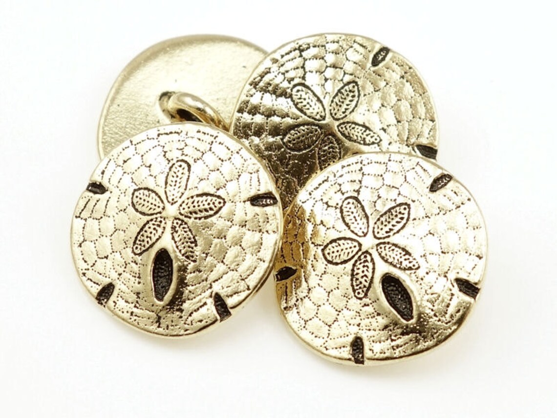 Sand Dollar Button Findings Tierracast Antique Gold Button | Etsy