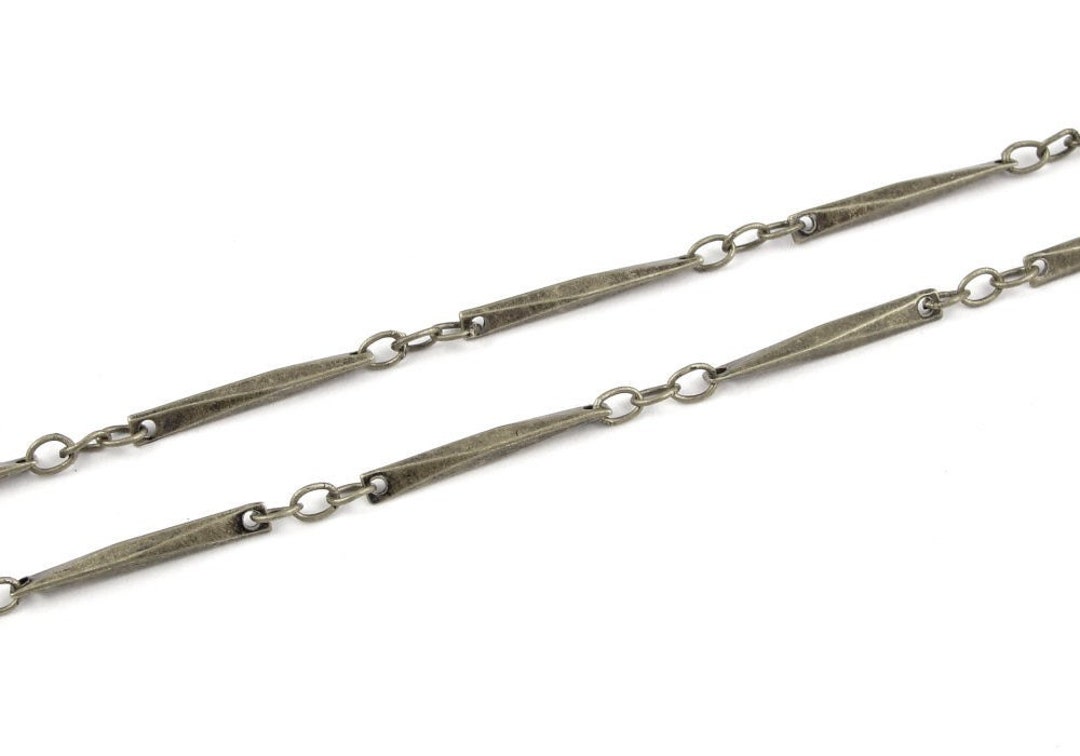 10 Feet Antique Brass Chain Bar and Ring Chain Bronze Chain Loose Chain ...