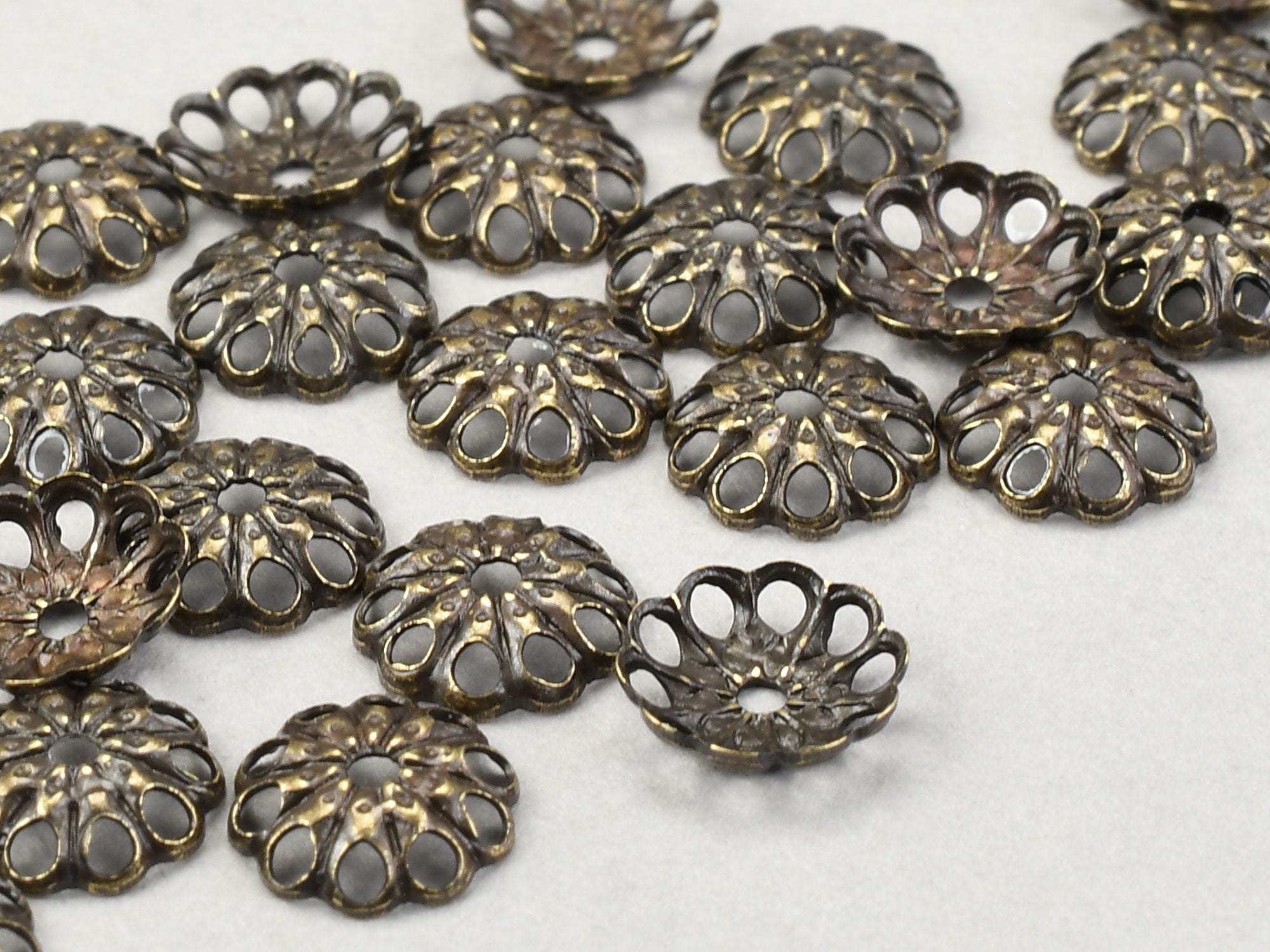 144 Pieces of 6mm Open Filigree Bead Caps - ANTIQUE BRASS Beadcaps ...