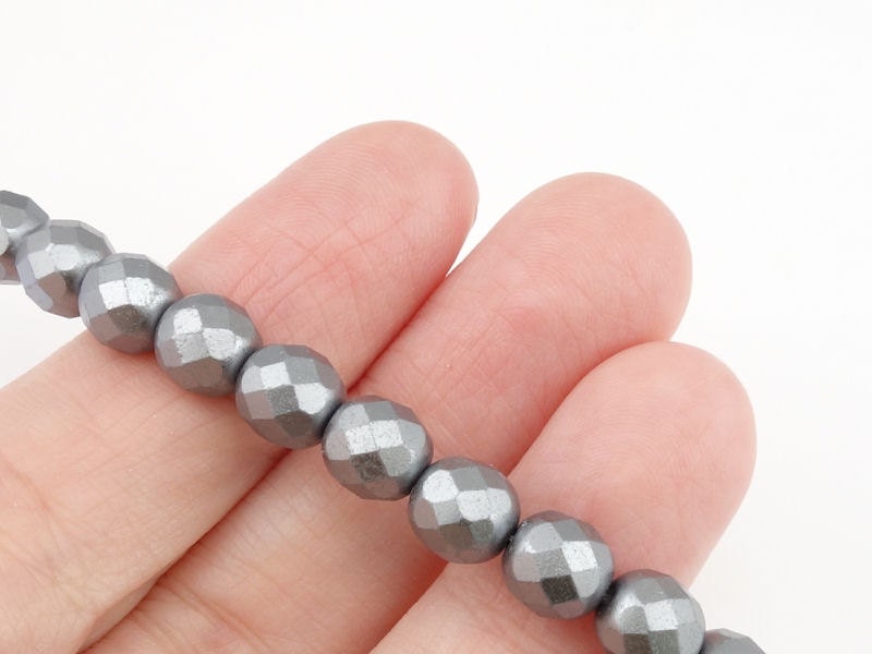 METALLIC PASTEL GREY Beads 8mm Czech Glass Beads Firepolish | Etsy