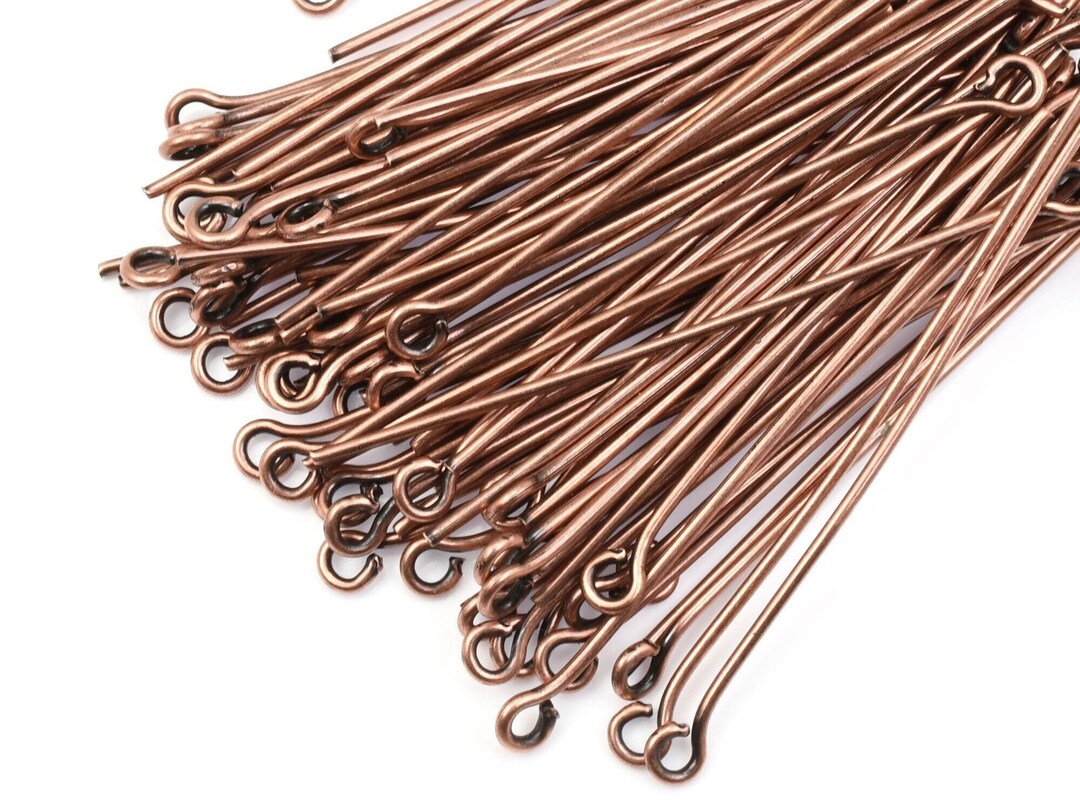 100 Pieces 1.5" 21 Gauge Antique Copper Eye Pins - Copper Oxide Eyepin ...