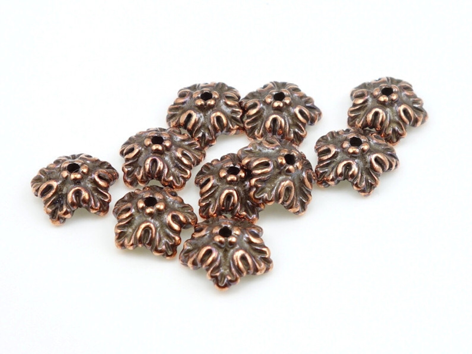 Copper Bead Caps - Oak Leaf Antique Copper Beadcaps - Autumn Fall ...