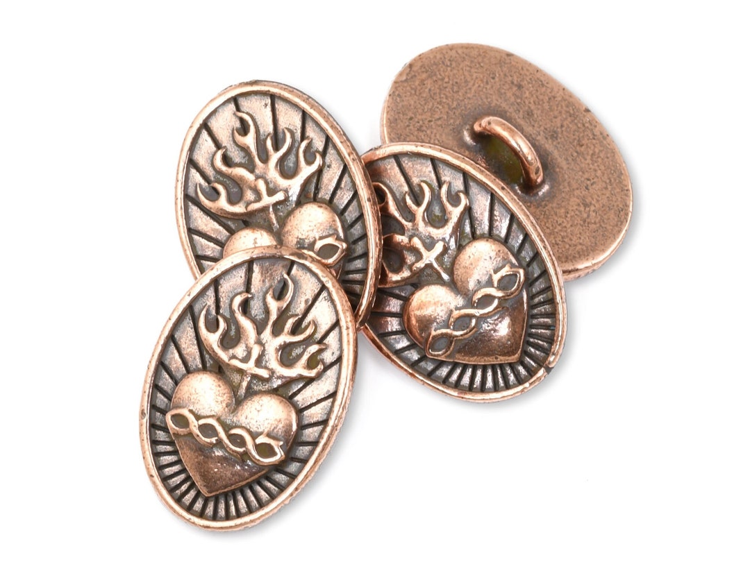 Sacred Heart Button by Tierracast - 13mm X 18mm Oval Antique Copper ...