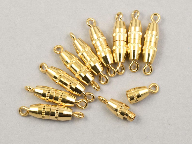 10+ Pieces of 15mm Long Barrel Clasp Findings - BRIGHT GOLD Clasps ...