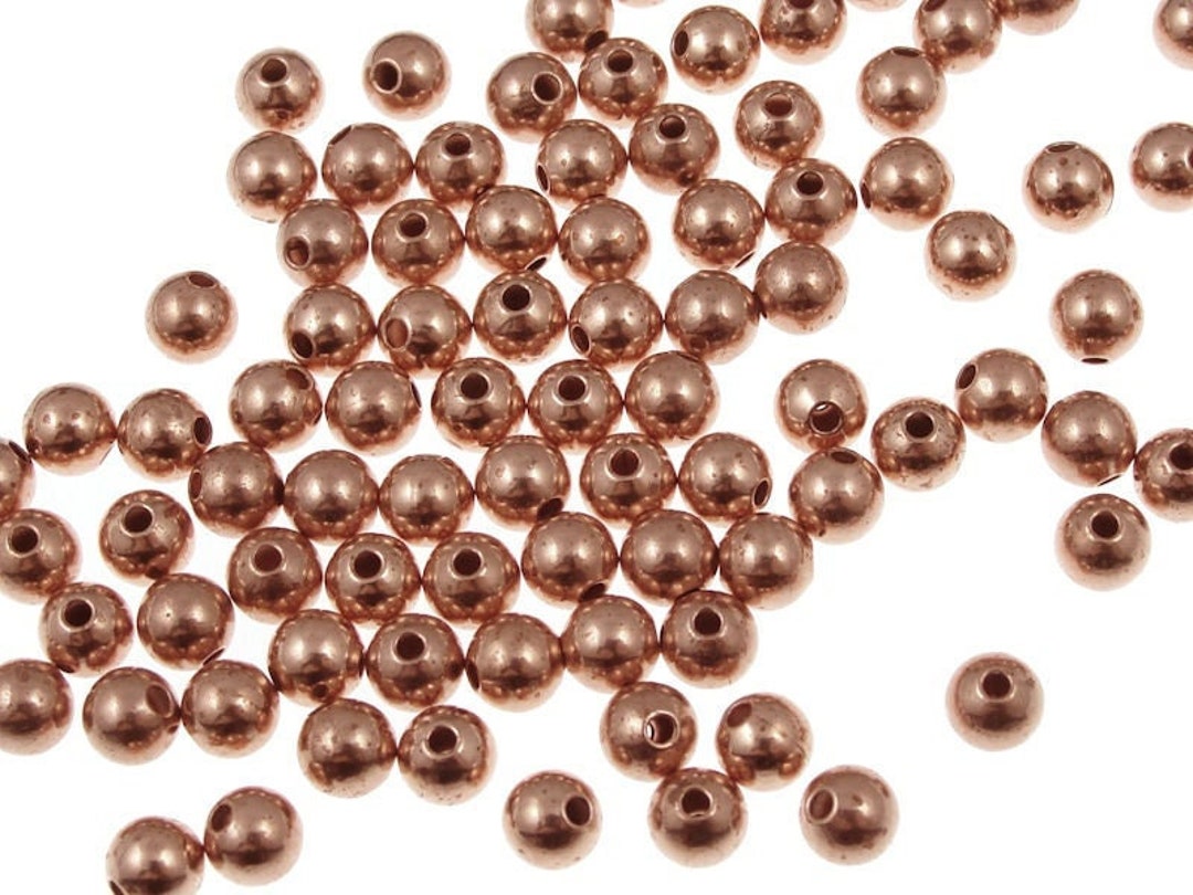 100 Copper Beads 4mm Round Beads Raw Bright Solid Copper Jewelry Beads ...
