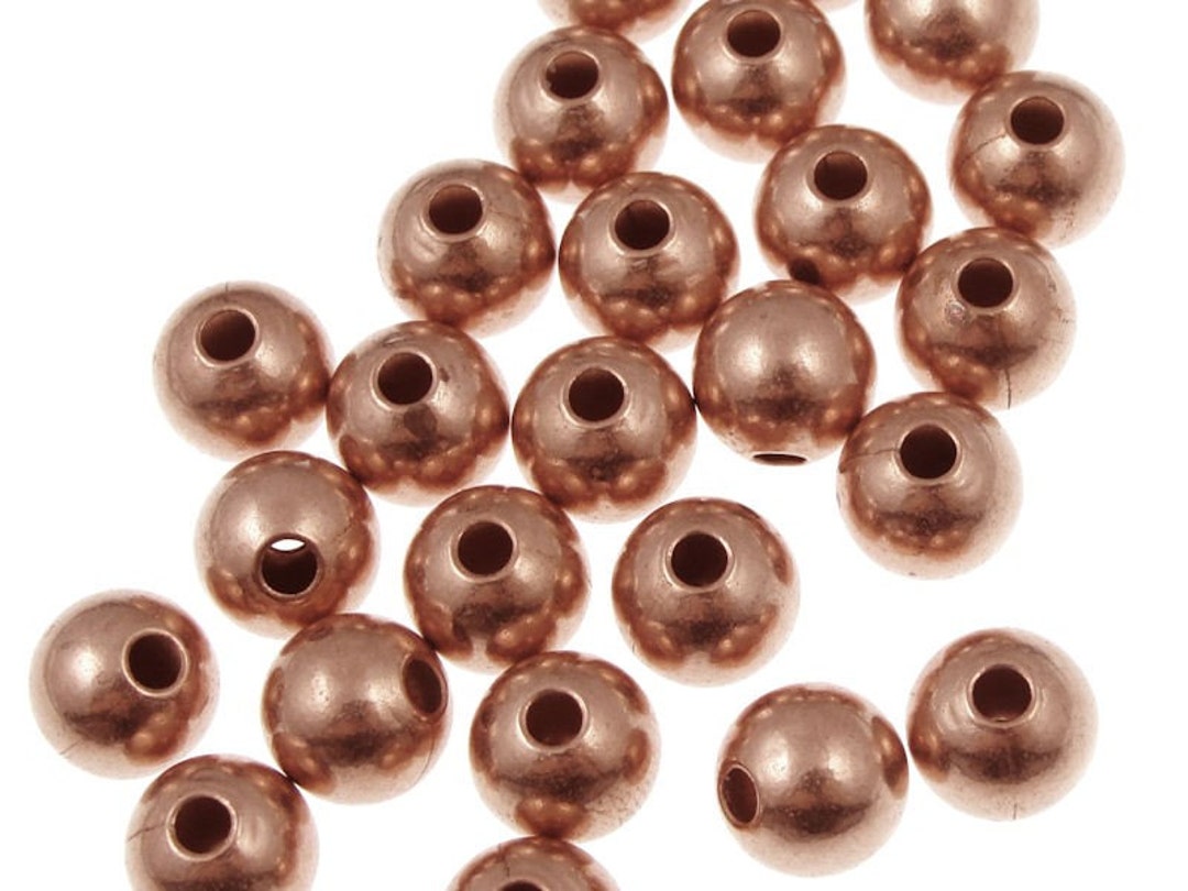20 Copper Beads 8mm Round Beads - Raw Bright Solid Copper Lightly ...