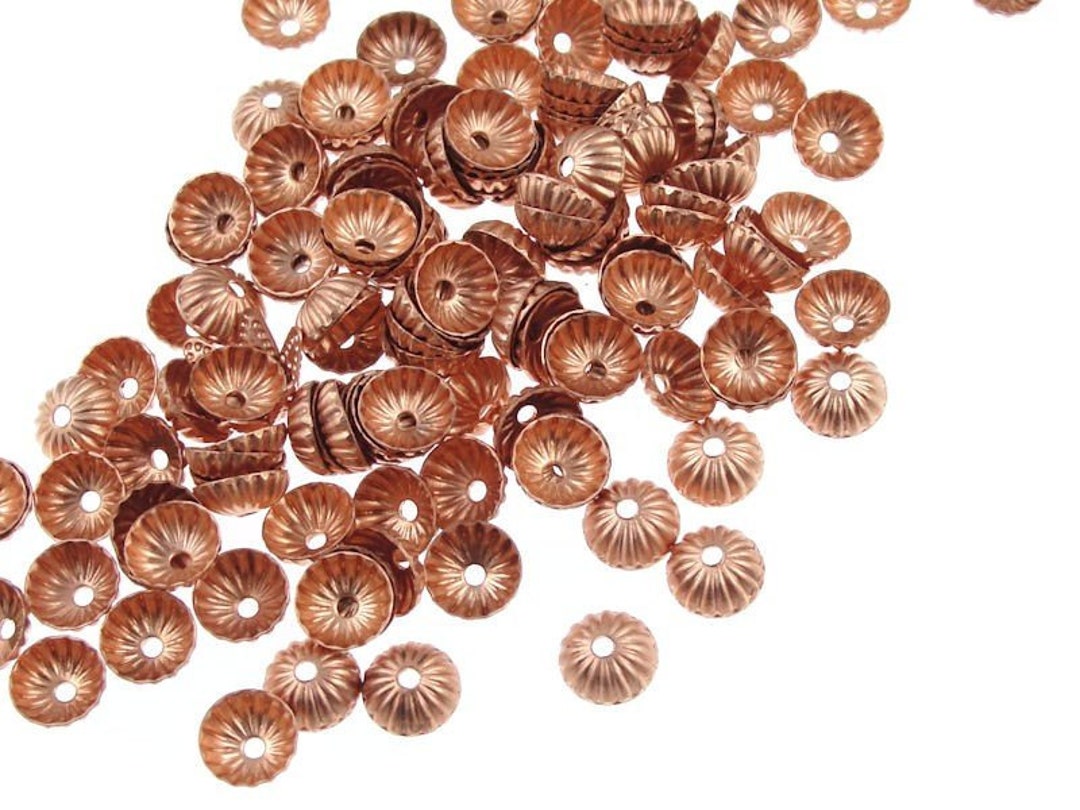 144 Copper Bead Caps 5mm Solid Copper Beadcaps 5mm Pleated Dome Small ...