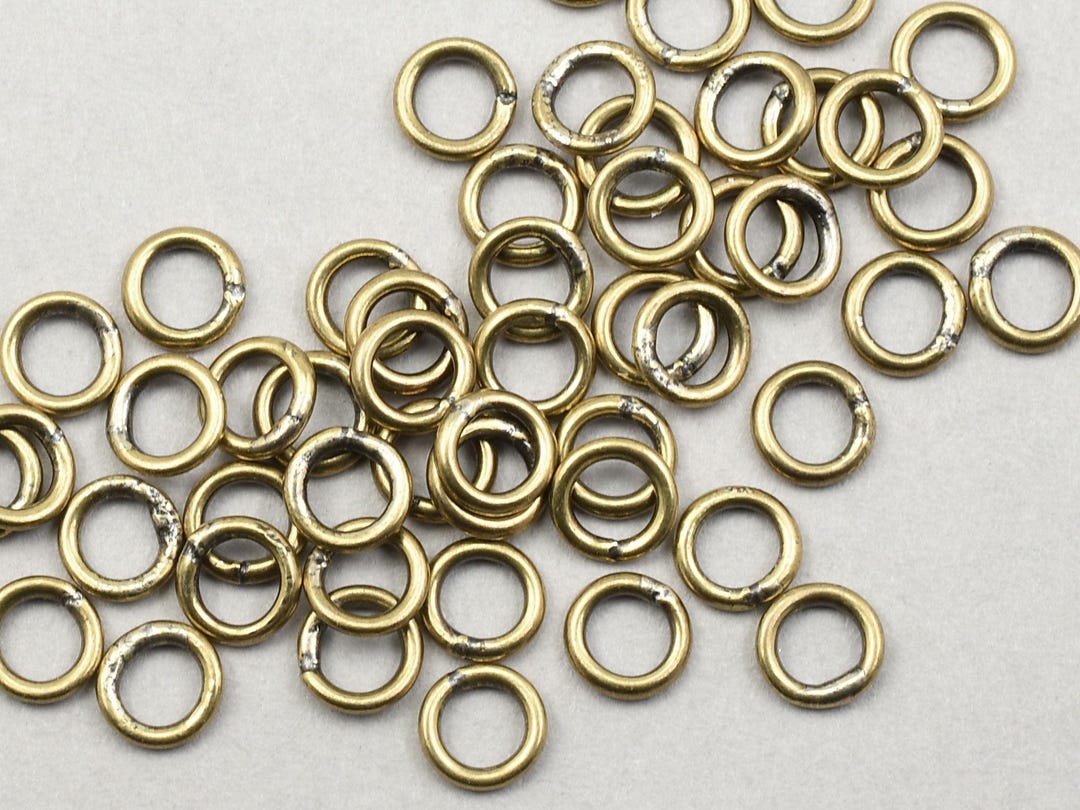 50 Pieces CLOSED Jump Rings 5mm 19 Gauge 19g Antique Brass Jump Ring ...