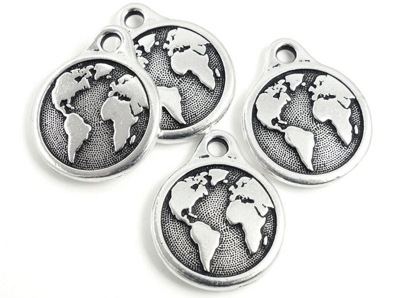 Tierracast EARTH Charm Antique Silver Charm World Charm - Etsy