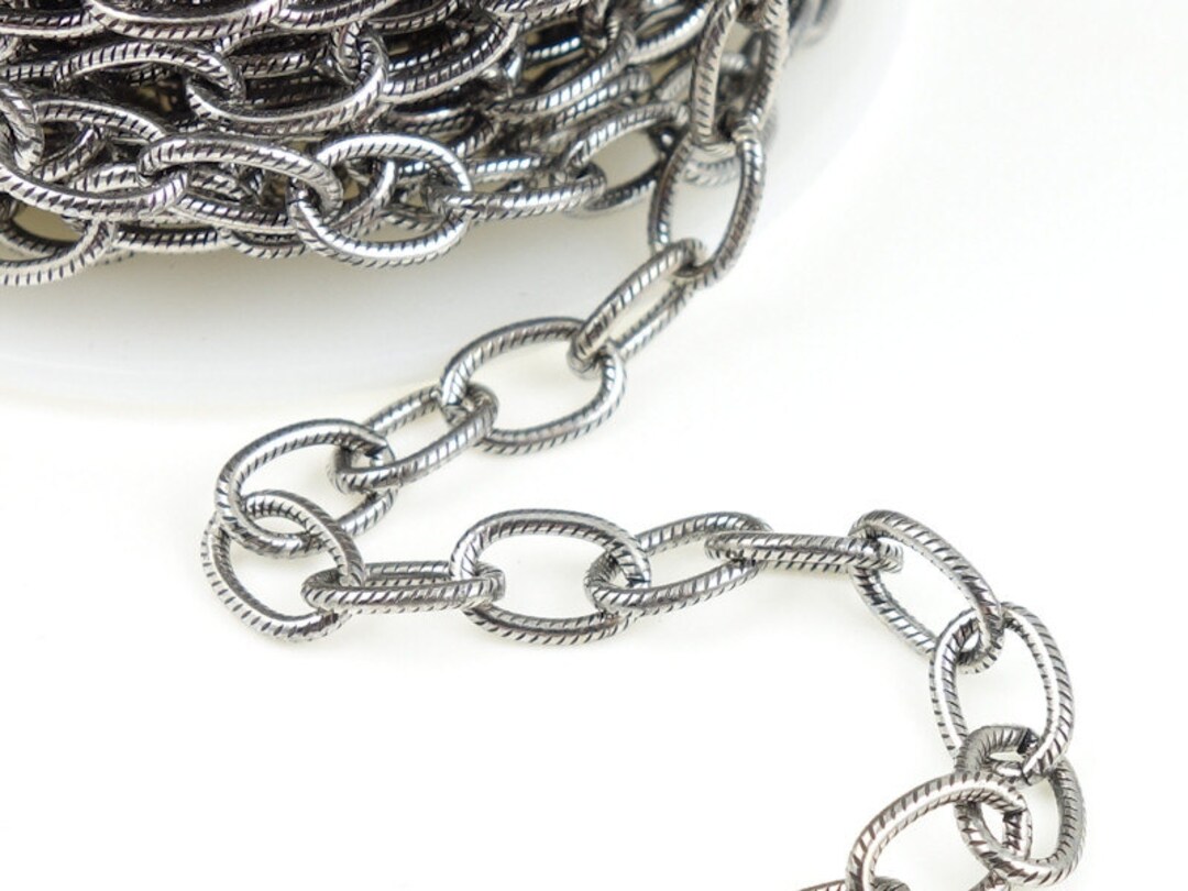 Heavy Link Chain W/ 6mm X 9mm Embossed Open Links Dark - Etsy