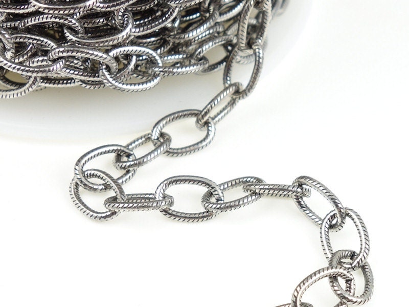 Heavy Link Chain W/ 6mm X 9mm Embossed Open Links Dark - Etsy