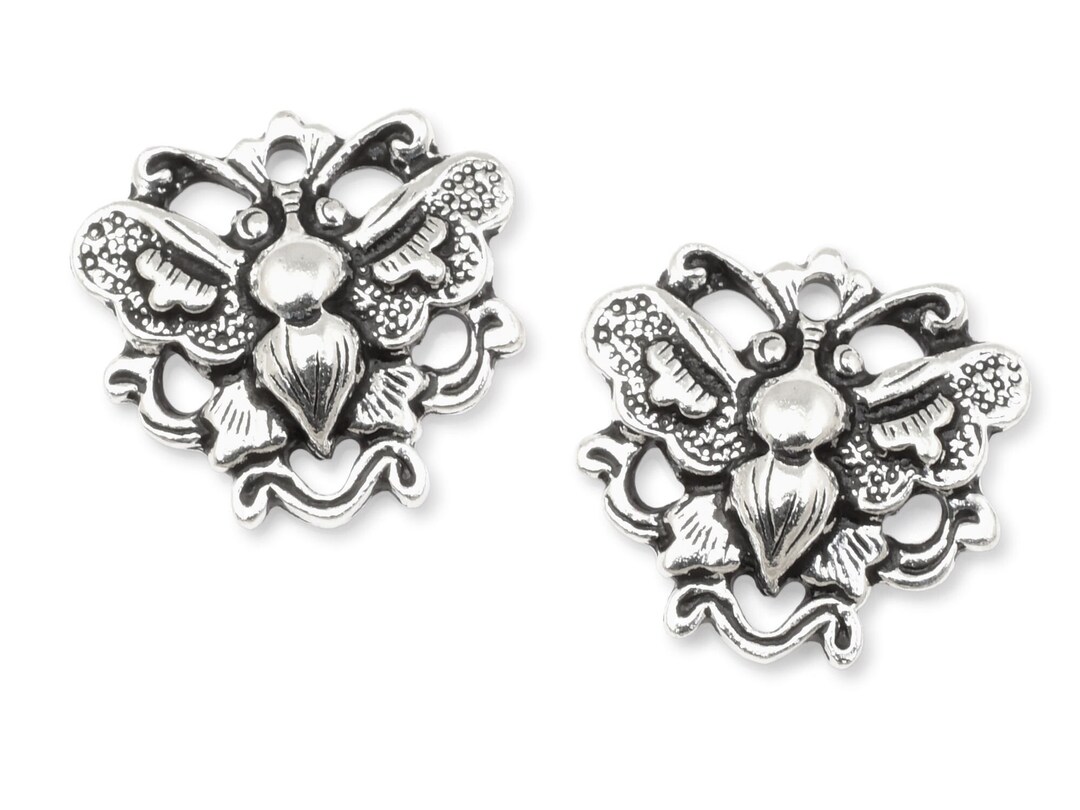 Tierracast Butterfly Link 17mm X 16mm Single Sided Antique Silver Link ...
