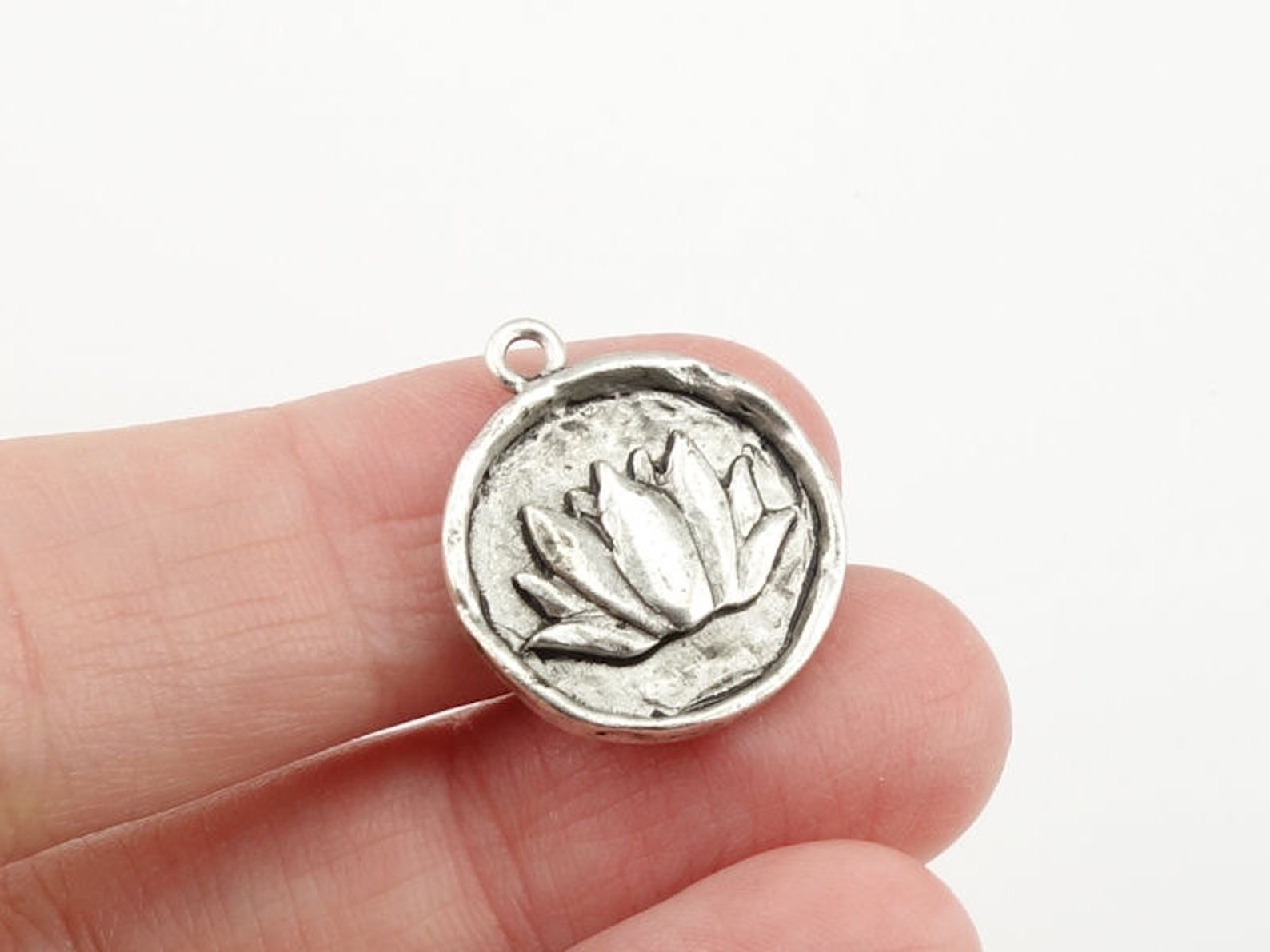 Silver Lotus Pendant Silver Lotus Flower 20mm Antique Silver Charm Yoga ...