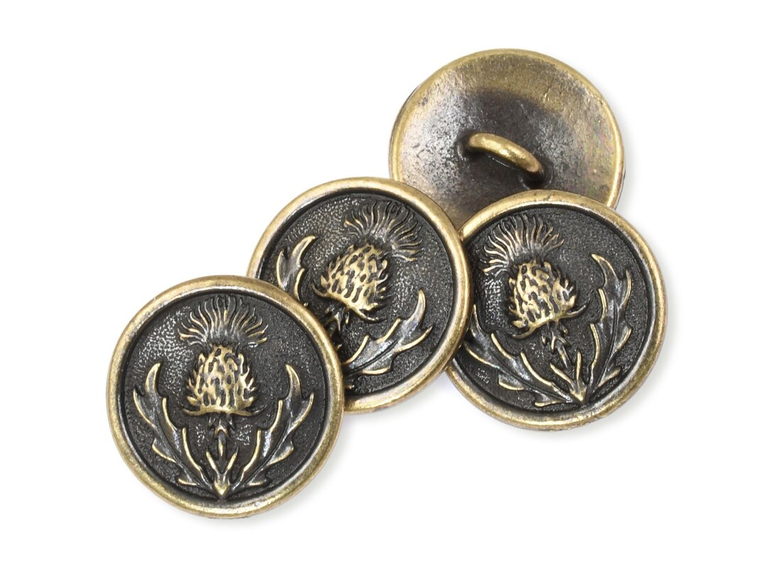 Antique Brass Oxide Thistle Button Tierracast Bronze Clasp Findings ...