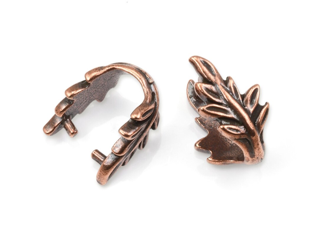 Large Antique Copper Pinch Bail - Tierracast Bontanical Pendant Bail ...