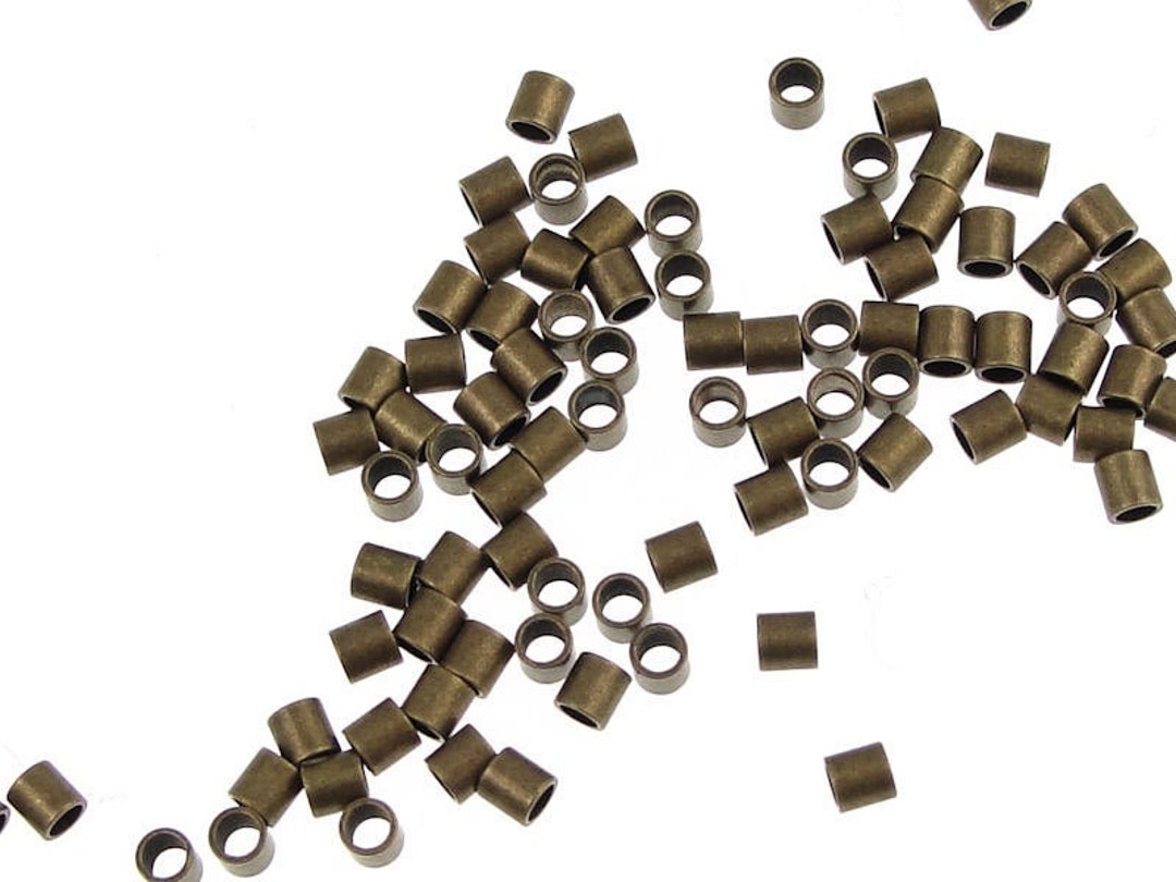 72 Brass Crimp Beads 2mm X 2mm Antique Brass Crimp Tube Beads Aged ...