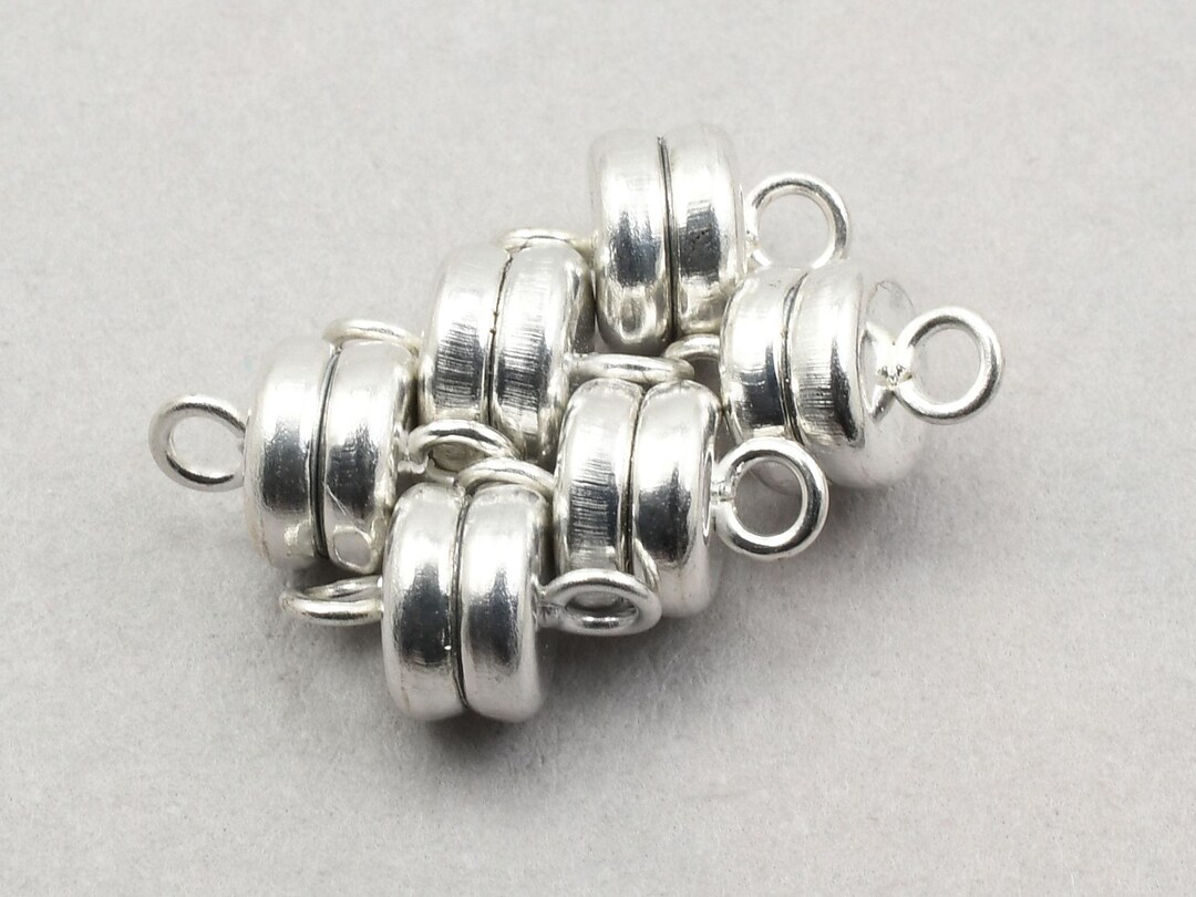 6+ Magnetic Clasp Findings - 6mm X 9mm BRIGHT SILVER Mag Clasp - Plated ...