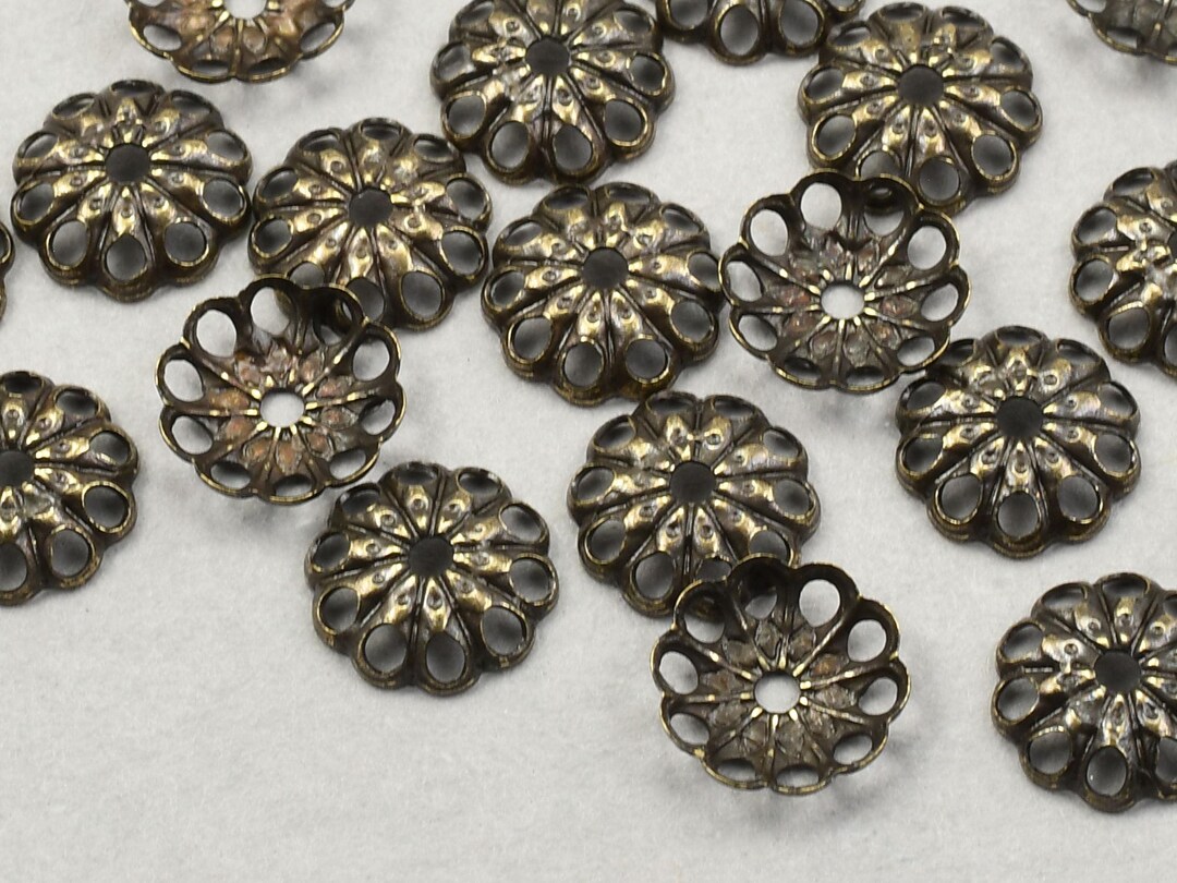 144 Pieces of 6mm Open Filigree Bead Caps - ANTIQUE BRASS Beadcaps ...