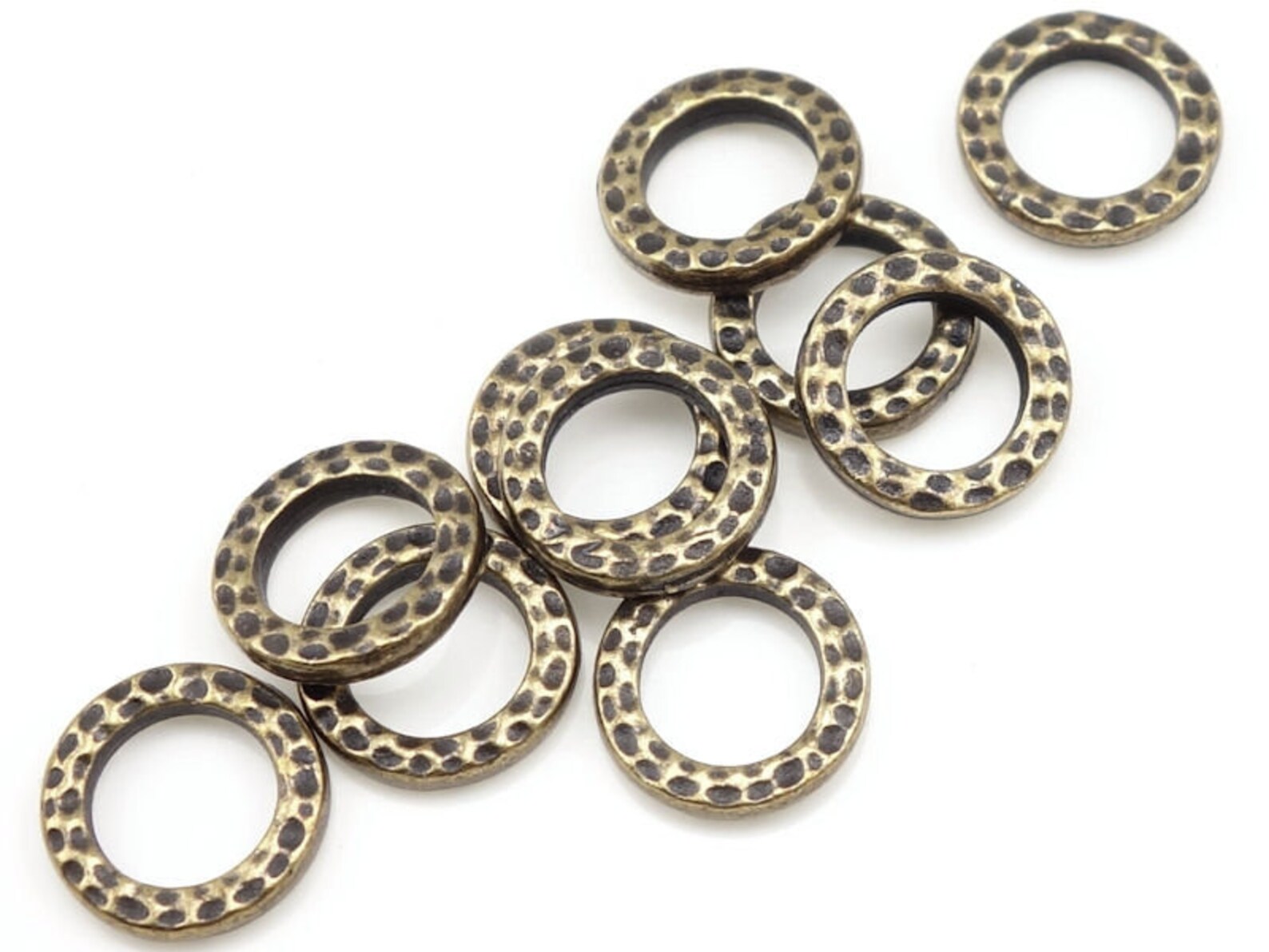 Textured Metal Rings 10mm Antique Brass Links Brass Oxide | Etsy