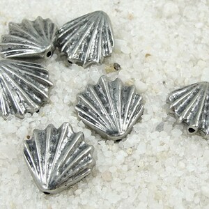 Silver Shell Beads Dark Antique Silver Seashell Beads Tierracast Large ...