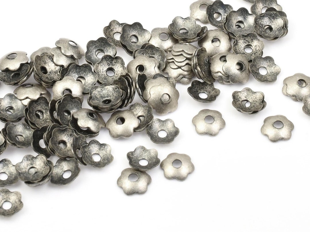 144 Pieces 4mm Scalloped Dome Bead Caps - Tiny Small Dark Antique ...