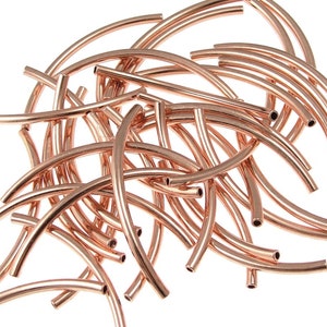36 Copper Noodle Beads 2mm X 38mm Copper Tube Beads Curved Tube Beads ...