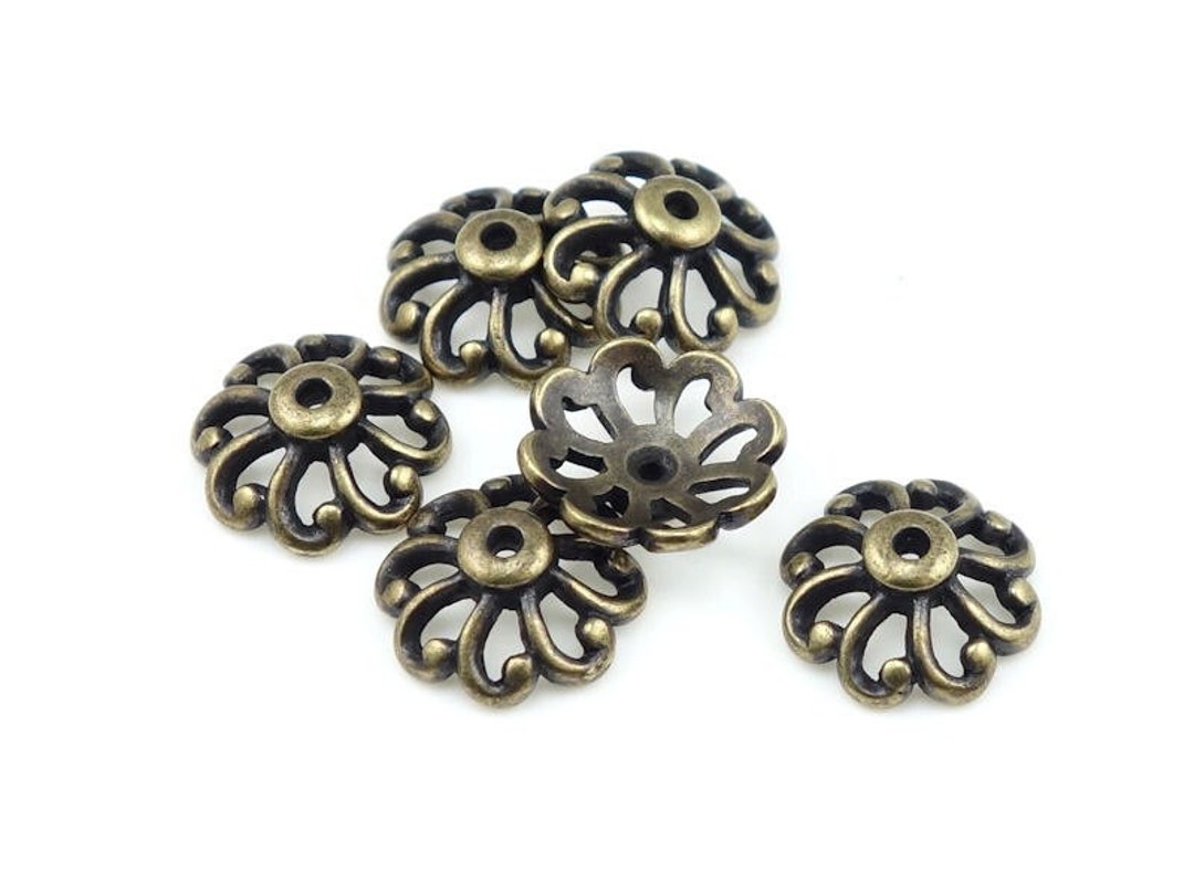Antique Brass Beadcaps Large Antique Brass Bead Caps Scalloped 12mm ...