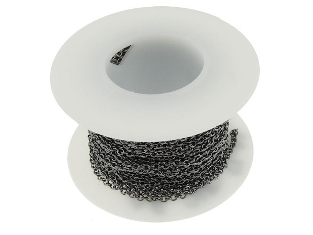 25 Foot Spool Gunmetal Chain Gun Metal Plated Fine Cable Chain Skinny ...