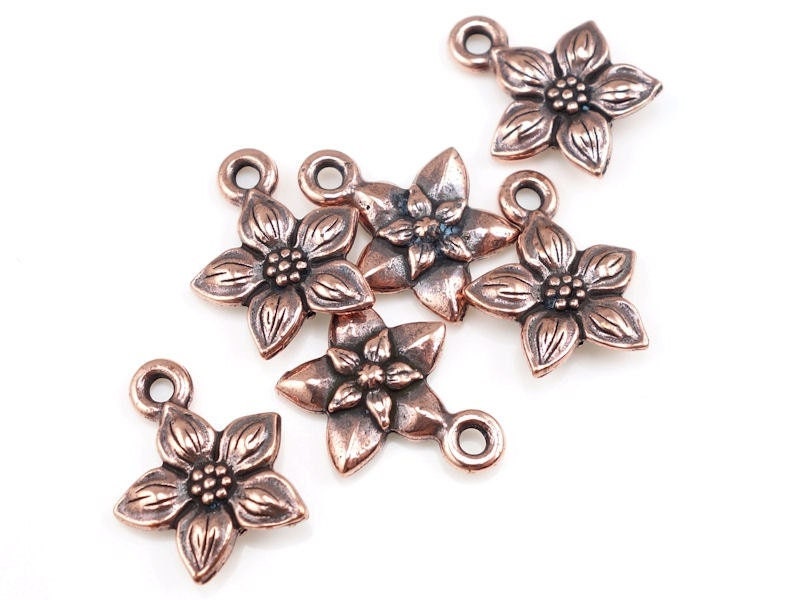 Copper Flower Charms 14mm X 12mm Antique Copper Charms - Etsy