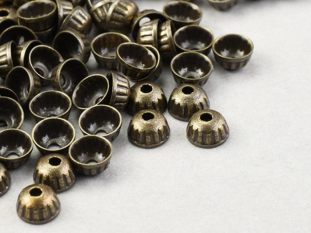 144 Pieces of TINY 3.5mm Swirled Dome Bead Caps - ANTIQUE BRASS Beadcap ...