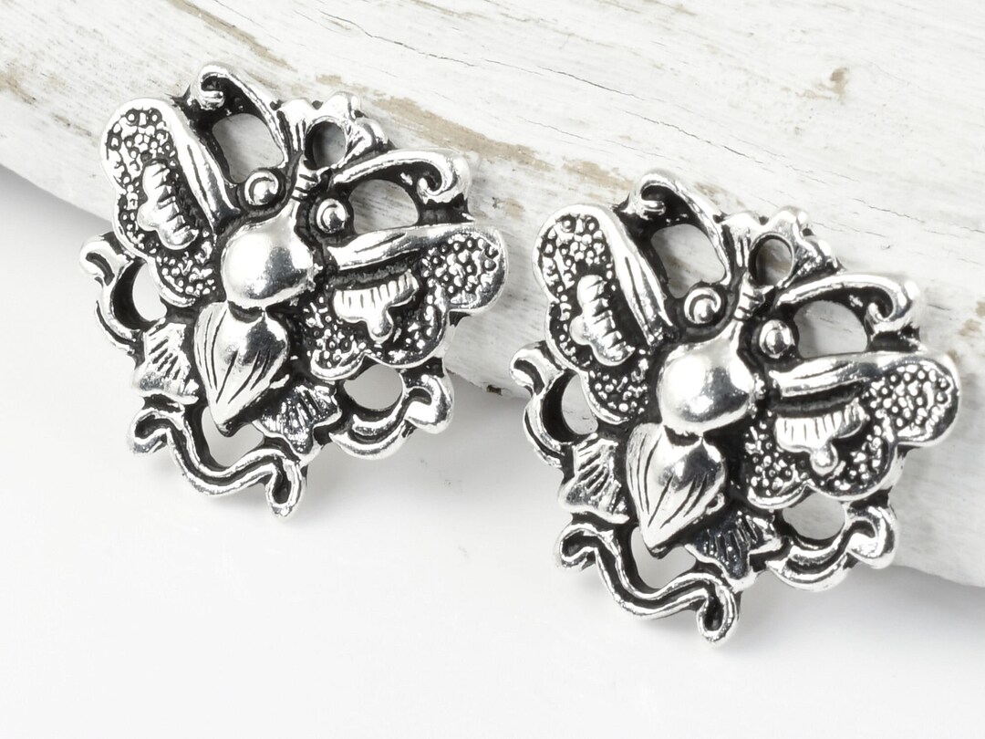 Tierracast Butterfly Link - 17mm X 16mm Single Sided Antique Silver ...