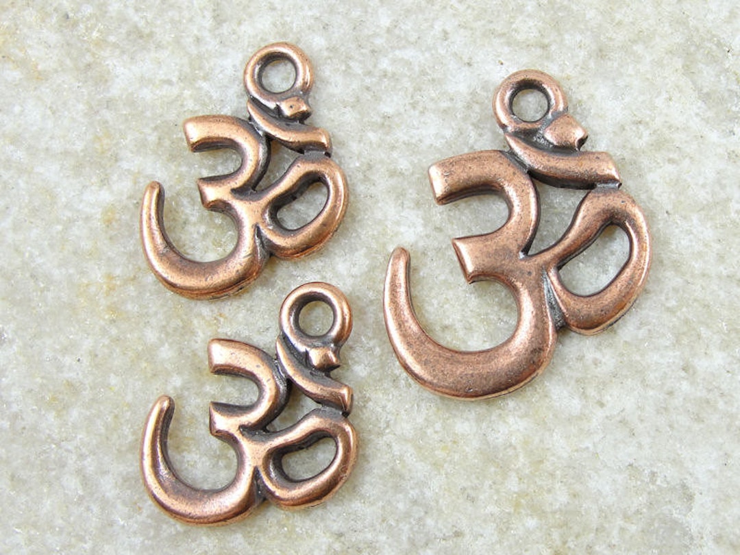 Om Charm and Pendant Set - 3 Piece Antique Copper Charm Mix - Aum 22mm ...