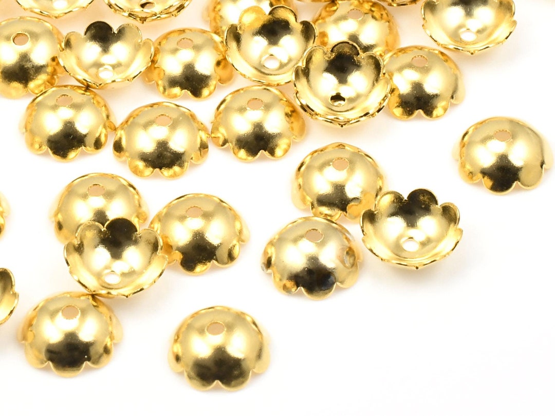 72 Pieces of 8mm Dome Bead Caps - GOLD Beadcap Findings - Smooth Shiny ...