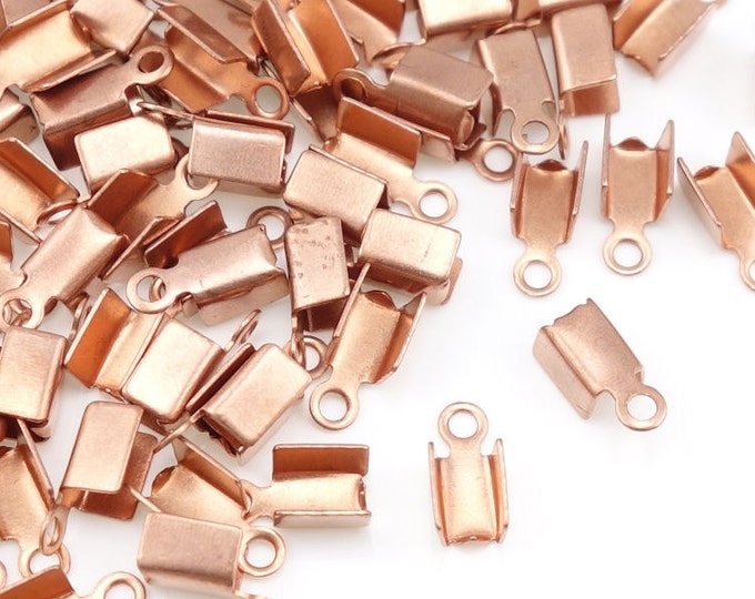 72 Copper Cord Crimp Ends Solid Copper Cord Ends Raw Bright - Etsy