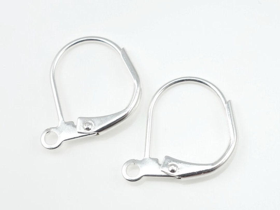 12 Silver Leverback Earring Hooks Ear Findings Plated Silver Lever Back ...