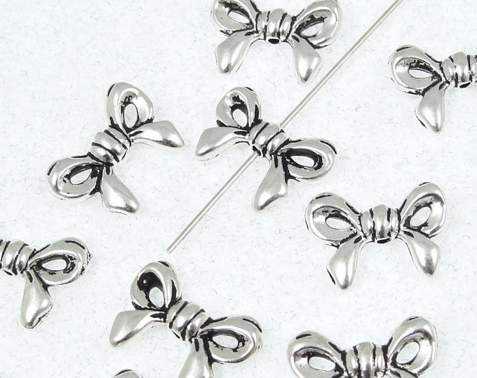 Silver Bow Beads - 14mm X 10mm Antique Silver Beads - Tierracast Pewter ...