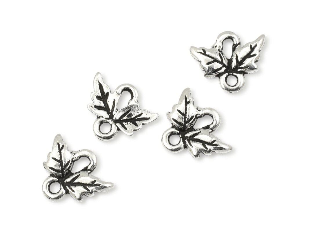 Antique Silver Small Oak Leaf Links - Double Leaf Connector Findings ...