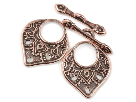 Antique Copper Toggle Clasp Set Tierracast Temple Toggle | Etsy