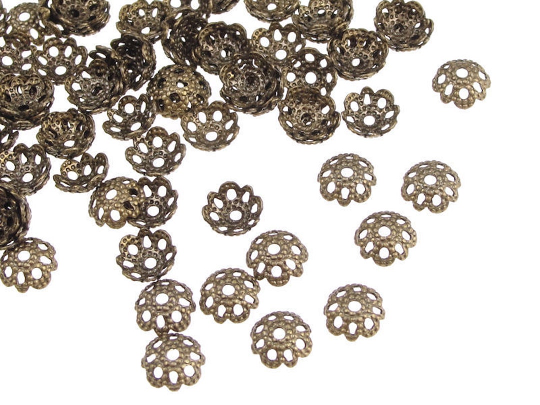 72 Brass Bead Caps 5mm Antique Brass Beadcaps Brass Oxide Small Open ...