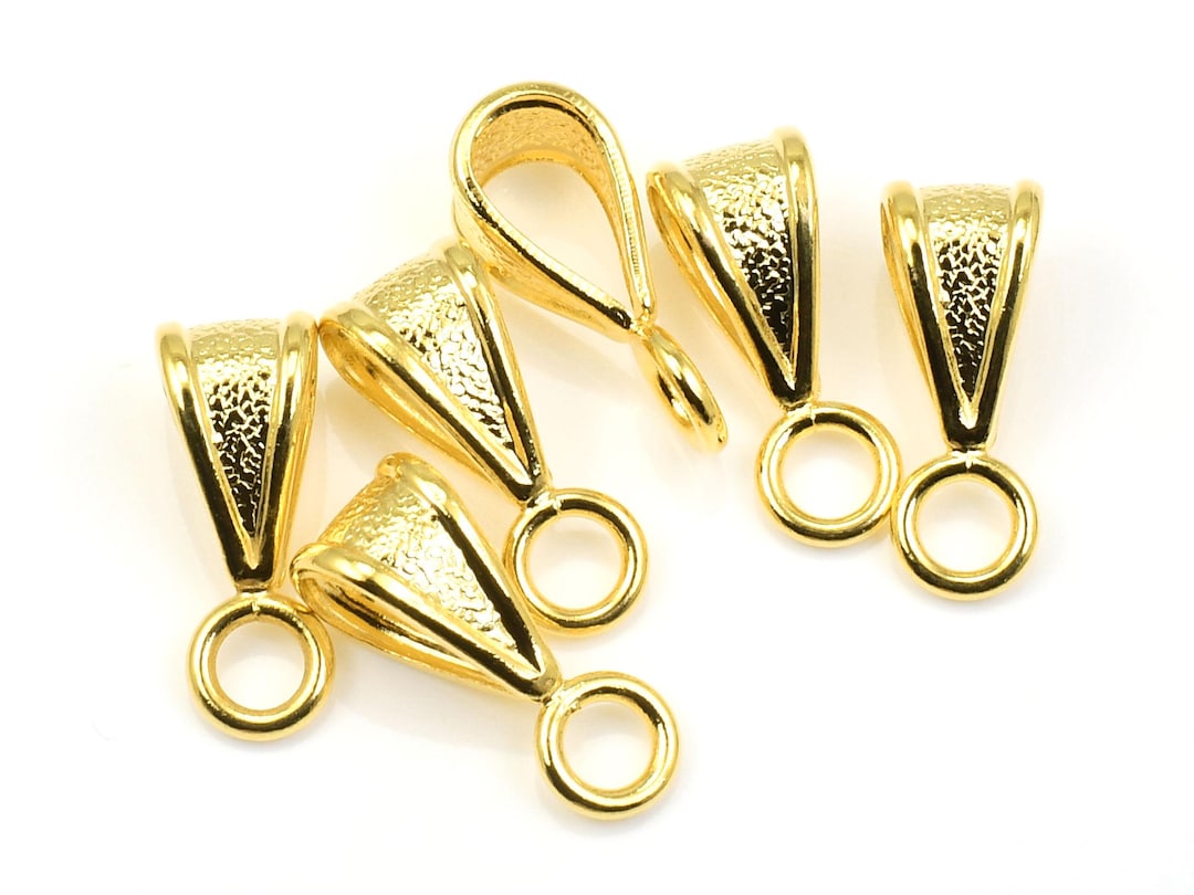 144 Pendant Bails - Gold Bail Findings - Bright Gold Plated 14mm Tall ...