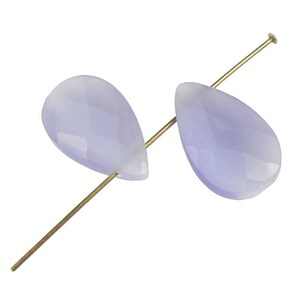 4 Light Violet Briolettes Periwinkle Cats Eye Beads 12mm X 20mm Flat ...