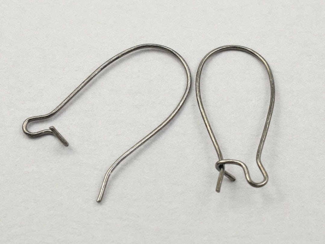 48+ Pieces of 1" Kidney Hook Earring Wires - GUNMETAL Ear Wires - Gun ...